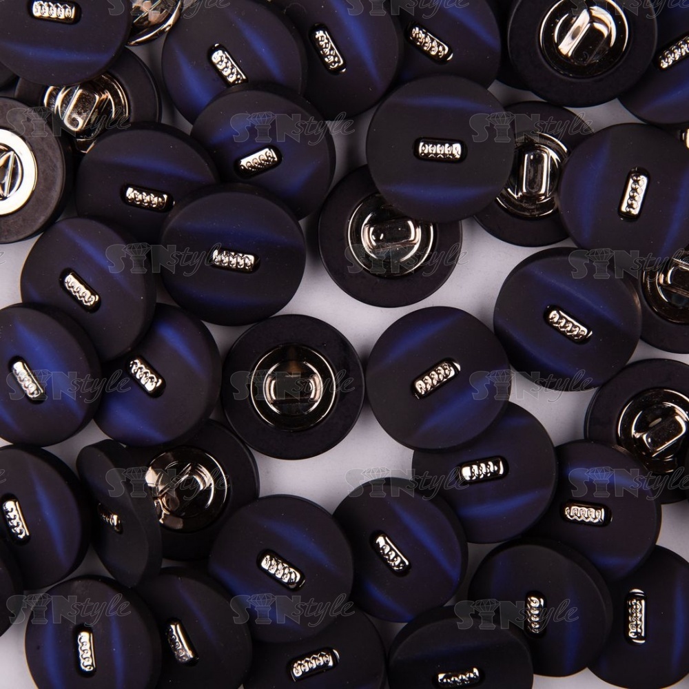 Купить Пуговица пластиковая на ножке, черная с синим, 28L в разделе "Sn5544" оптом и в розницу ...